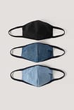 3-Pack Denim Face Masks Multicolor | NA-KD