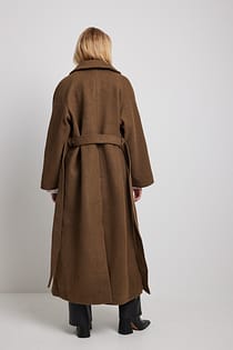 Back Slit Long Coat Brown | NA-KD