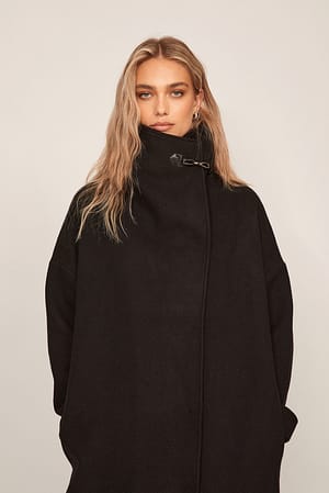 High Collar Coat Black | NA-KD