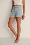 Organische Shorts mit einem hohem Bund aus Denim Blau | NA-KD