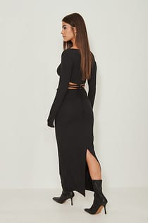 Keyhole Wrap Jersey Top Black | NA-KD