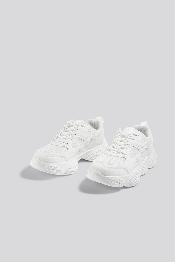 Patterned Wavy Sole Trainers White | NA-KD