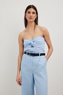 Striped Twist Detailed Tube Top Blue | NA-KD