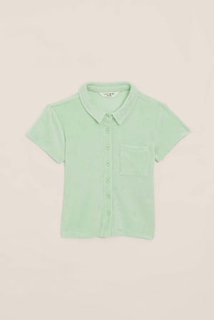 Terry Cloth Mini Shirt Green | NA-KD