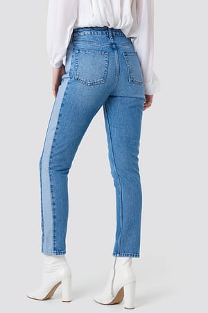 Two Tone Side Panel Jeans Blue | NA-KD