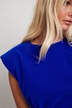 Velvet Wide Belt Mini Dress Blue | NA-KD