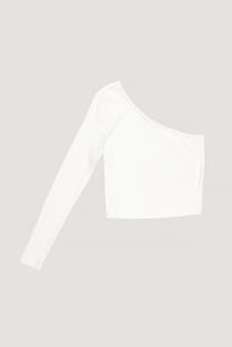 One Shoulder Rib Top Offwhite | NA-KD