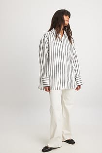 Oversized Poplin Striped Shirt White | NA-KD