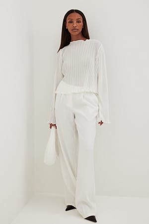 Pleated Wide Sleeve Blouse White | NA-KD