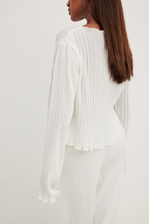 Pleated Wide Sleeve Blouse White | NA-KD