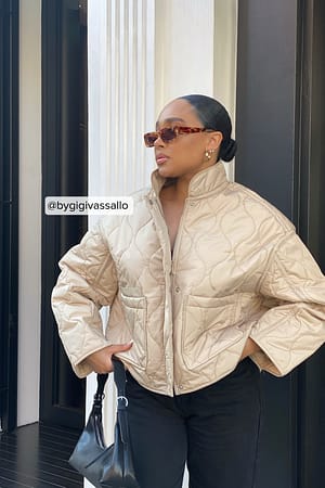 Quilted Padded Double Pocket Jacket Beige | NA-KD