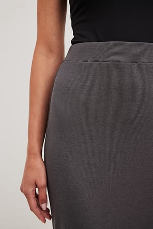 Rib Maxi Skirt Grey | NA-KD