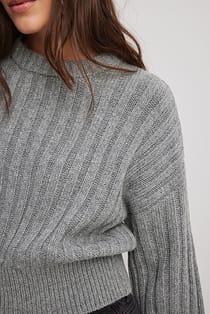 Ribbed Sweater Grey | NA-KD