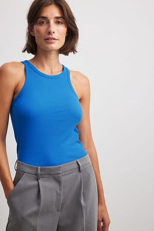 Ribbed Tank Blue | NA-KD