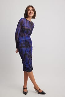 Round Neck Fitted Mesh Top Multicolor | NA-KD