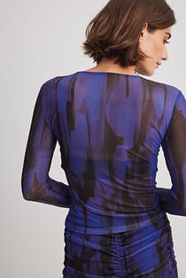 Round Neck Fitted Mesh Top Multicolor | NA-KD