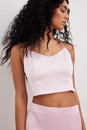 Satin Tie Back Singlet Pink | NA-KD