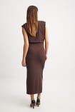 Sharp Shoulder Midi Dress Brown | NA-KD
