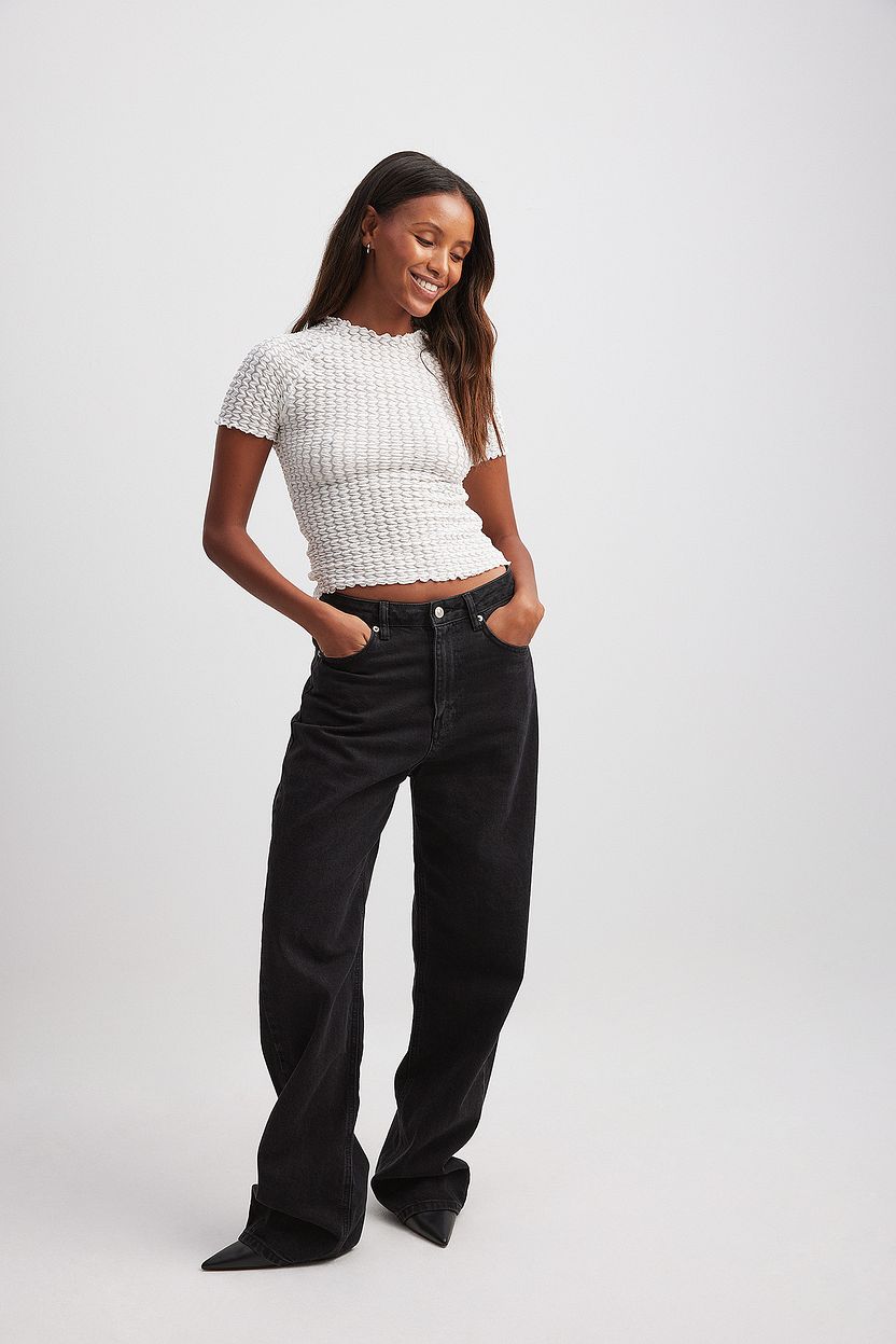Short Sleeve Structured Top Offwhite | NA-KD