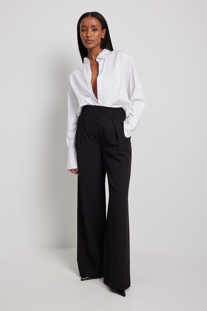 High Waisted Wide Leg Suit Pants Black | NA-KD