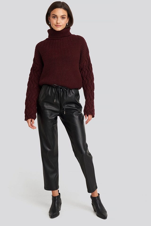 Drawstring Pu Pants Black | NA-KD