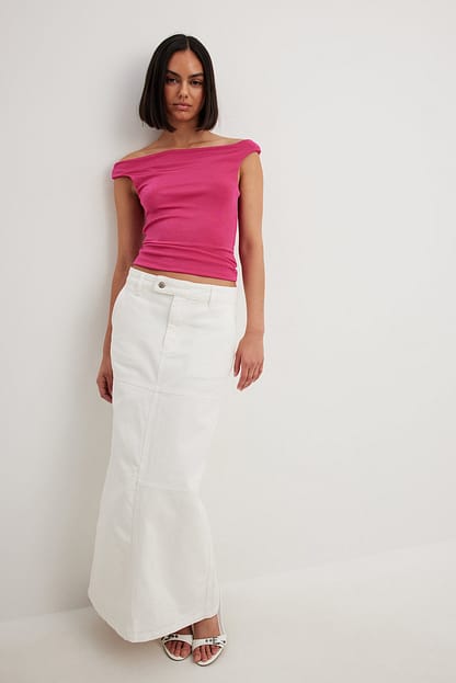 Off shoulder Waterfall Top Pink | NA-KD