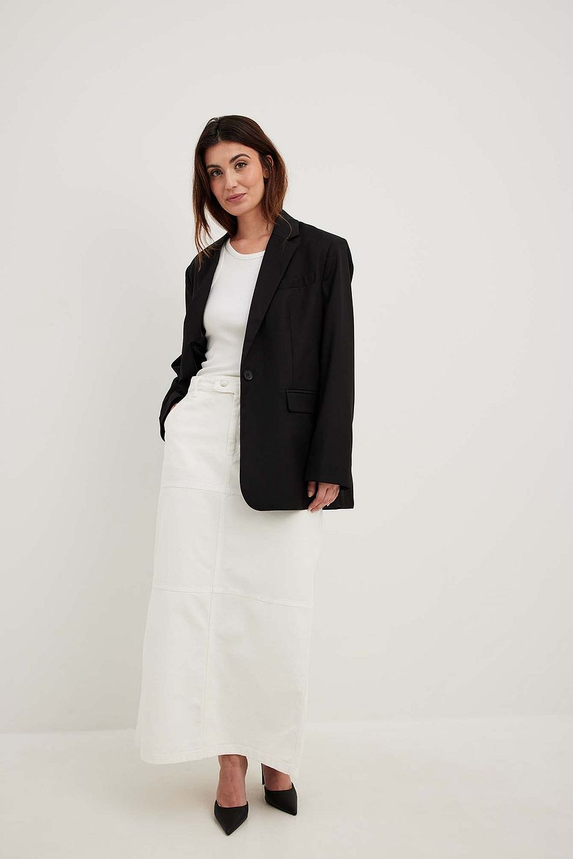 Denim Slit Maxi Skirt White Na Kd