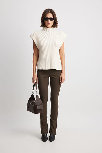 Slim-fit Super Stretch Slit Pants Brown | NA-KD