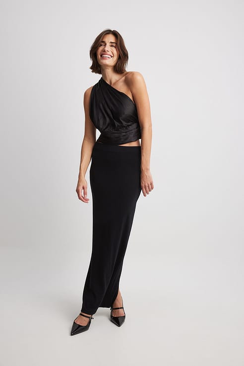 Maxi Back Slit Skirt Black | NA-KD
