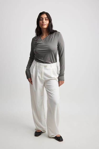 Soft Line Draped Top Grey | NA-KD
