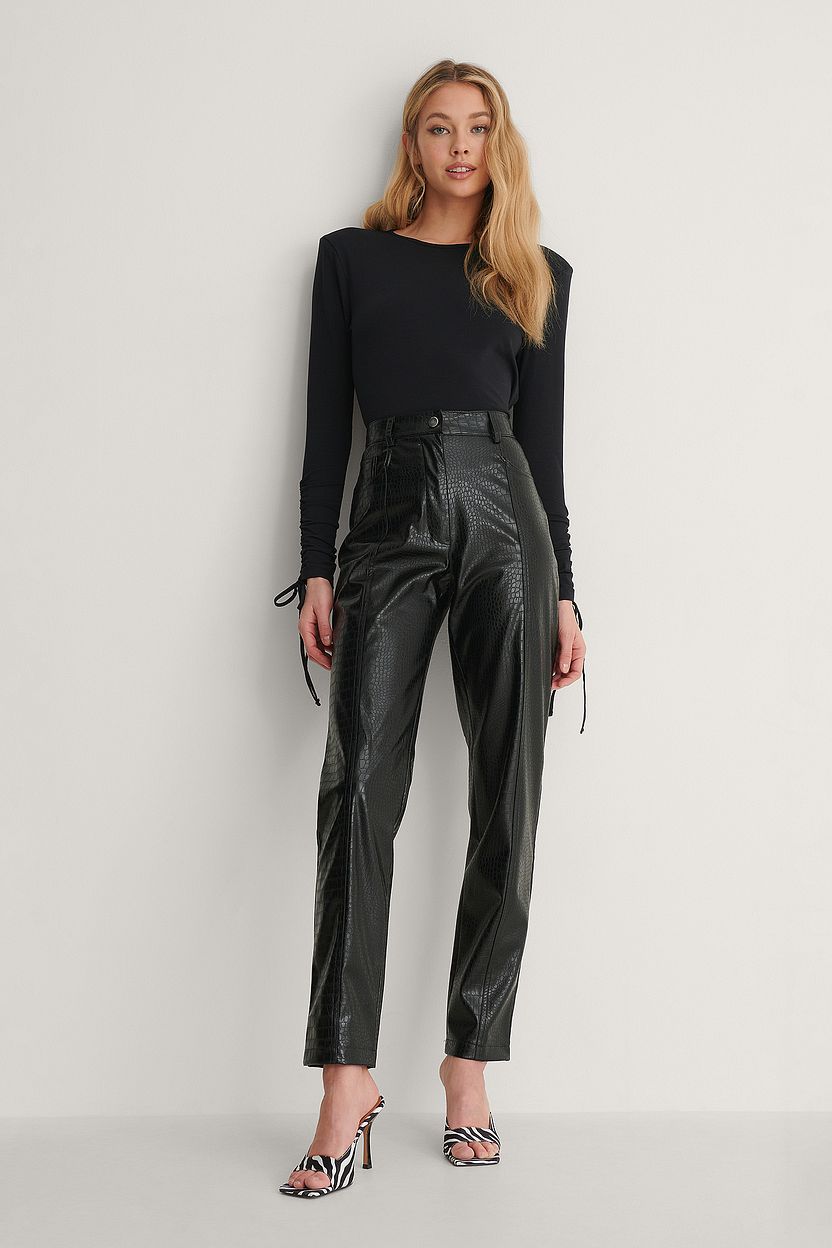 Textured Pu Pants Black | NA-KD