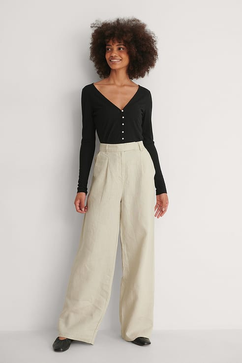 Structured Loose Pants Offwhite | na-kd.com