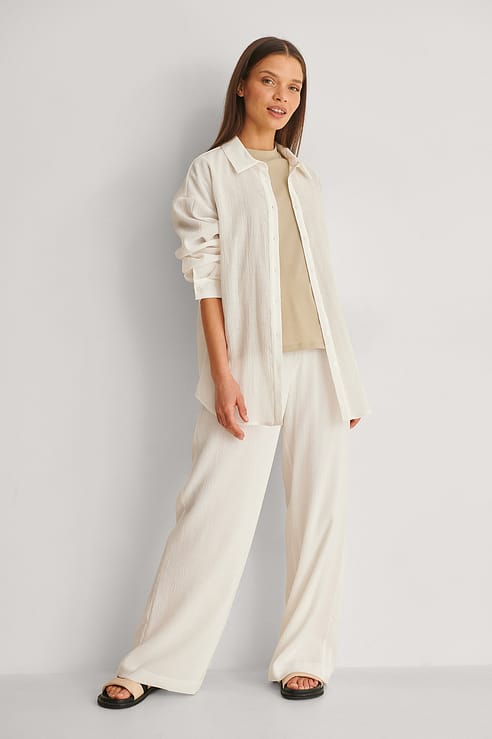 Structured Loose Pants Offwhite | na-kd.com