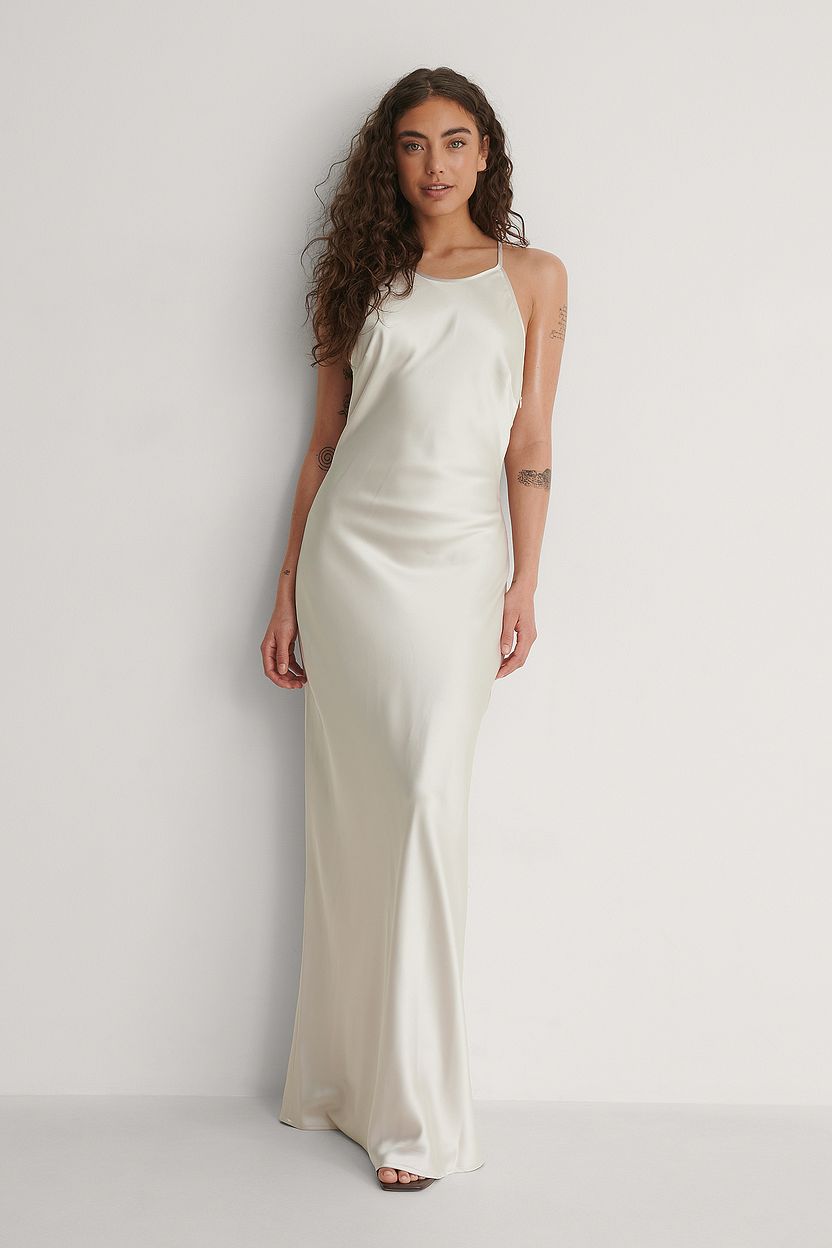 Recyceltes Satinkleid Weiß | na-kd.com