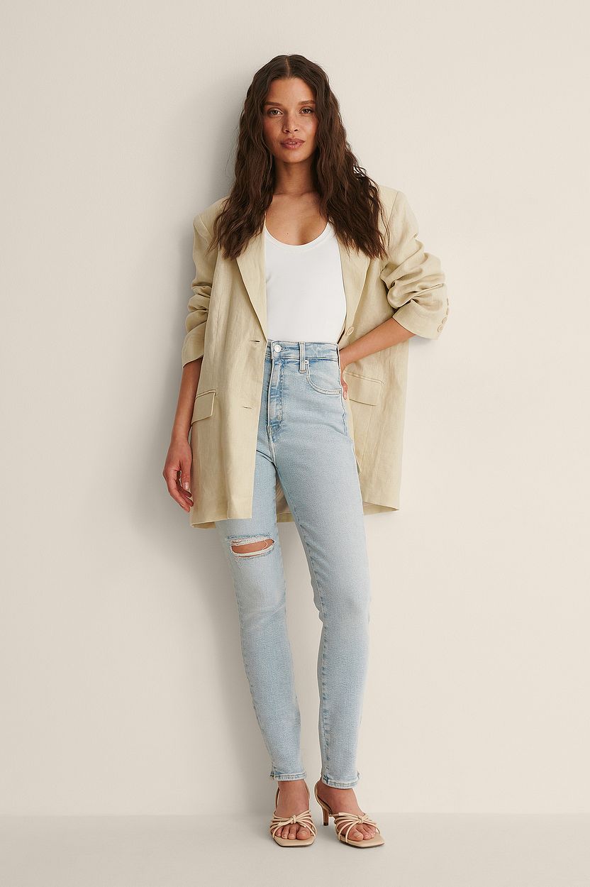 Linen Blend Blazer Beige | NA-KD