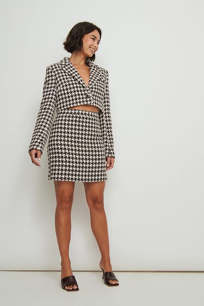 Houndstooth Cropped Blazer Checkered | na-kd.com