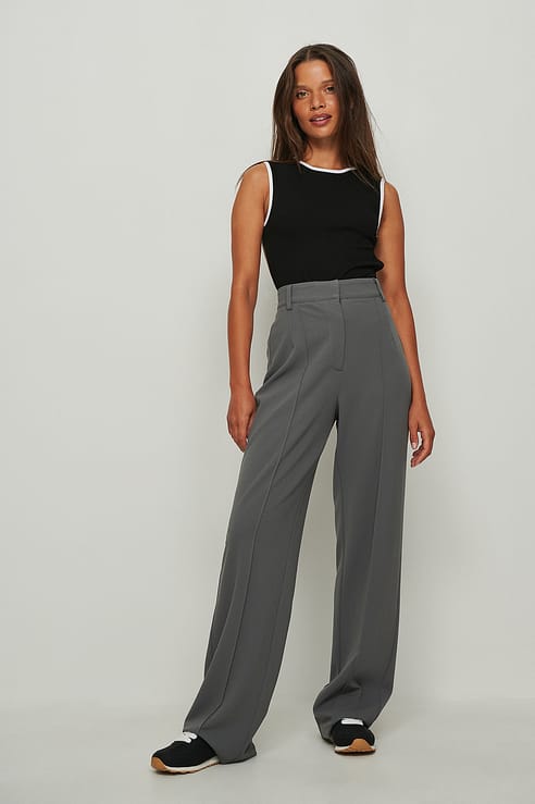Back Slit Suit Pants Grey | NA-KD