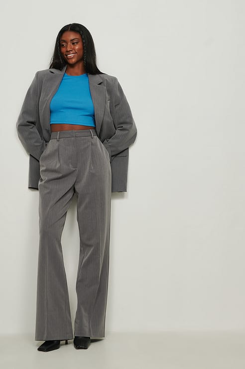 Back Slit Suit Pants Grey | NA-KD