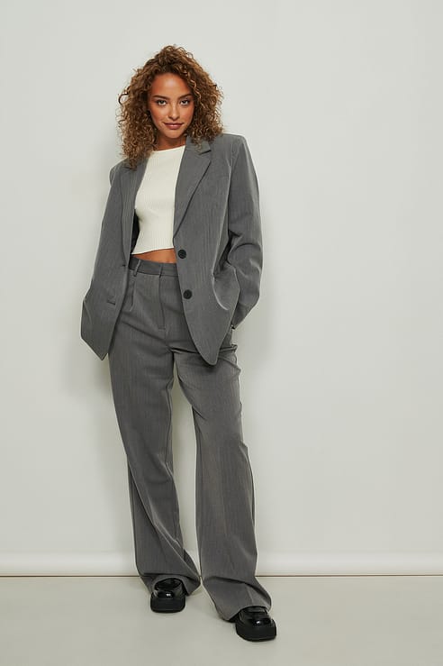Back Slit Suit Pants Grey | NA-KD
