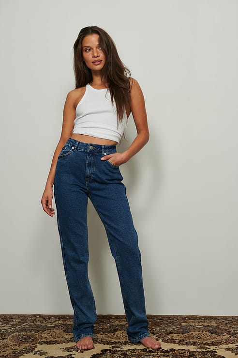 Organic Round Neck Rib Singlet Offwhite | na-kd.com