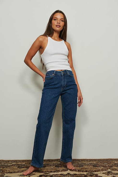 Organic Round Neck Rib Singlet Offwhite | na-kd.com