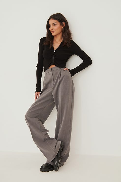 Back Slit Suit Pants Grey | na-kd.com
