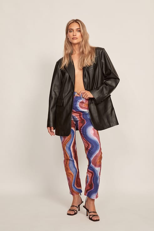 Maxi Oversized PU Blazer Black | na-kd.com