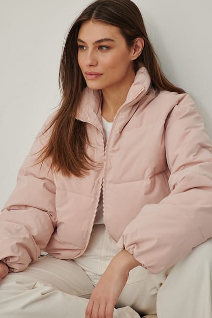 Cropped Puffer Jacket Pink | NA-KD
