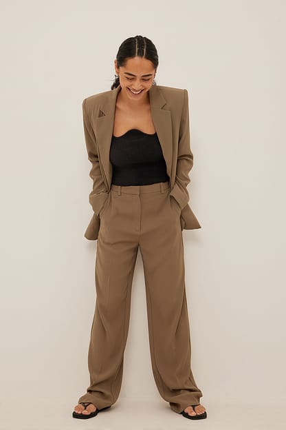 Boxy Long Blazer Brown | NA-KD