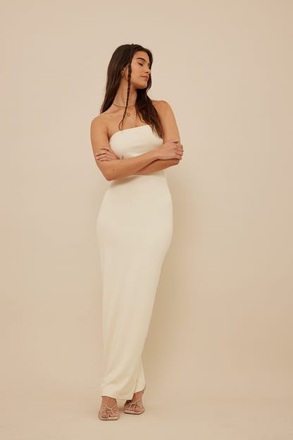 Open Back Maxi Dress Offwhite | na-kd.com