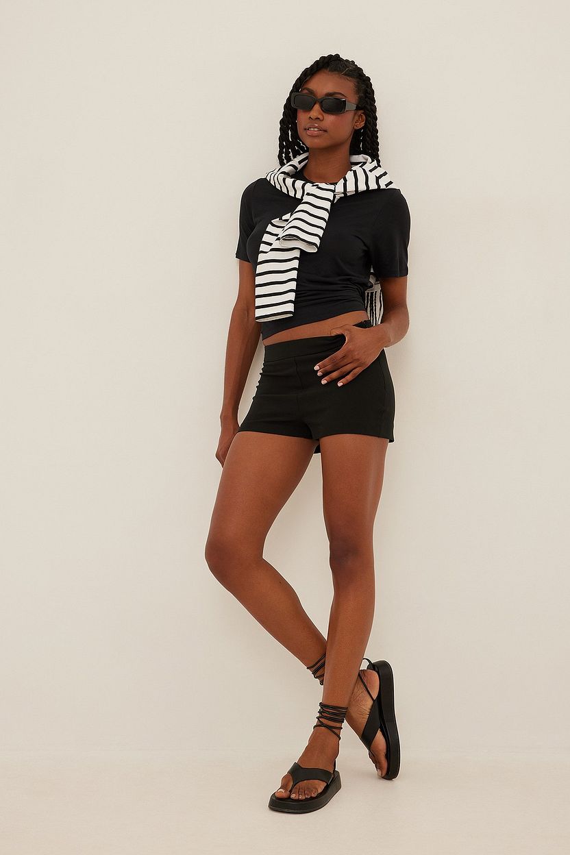 Fitted Micro Mini Shorts Black | na-kd.com