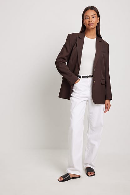 Round Neck Ribbed Top Offwhite | na-kd.com