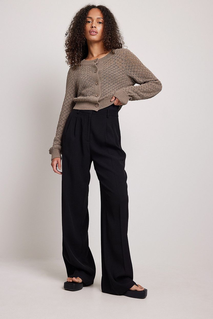 Structure Knitted Cardigan Brown | NA-KD