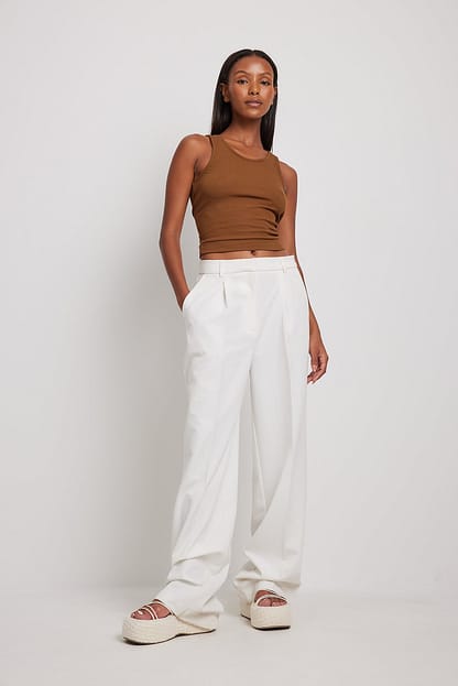 Open Back Rib Singlet Brown | NA-KD